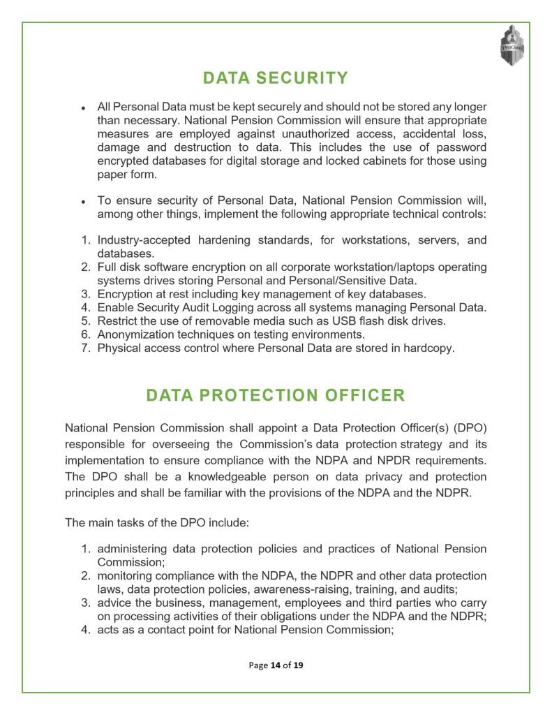 Data Privacy & Protection Policy | National Pension Commission
