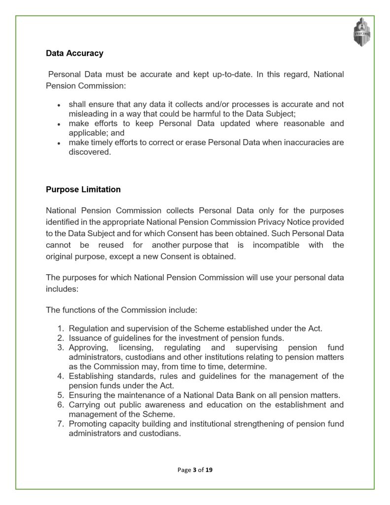 Data Privacy & Protection Policy | National Pension Commission