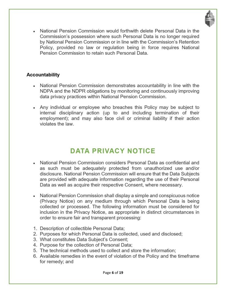 Data Privacy & Protection Policy | National Pension Commission
